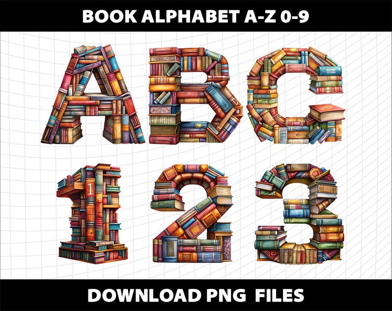 Book Letters Alphabet Font Cliparts Png Template Bundle Design Download ...