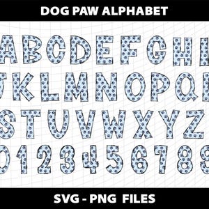 Dog Paw Doodle Letters Alphabet Clipart Number Font Svg Png Bundle ...