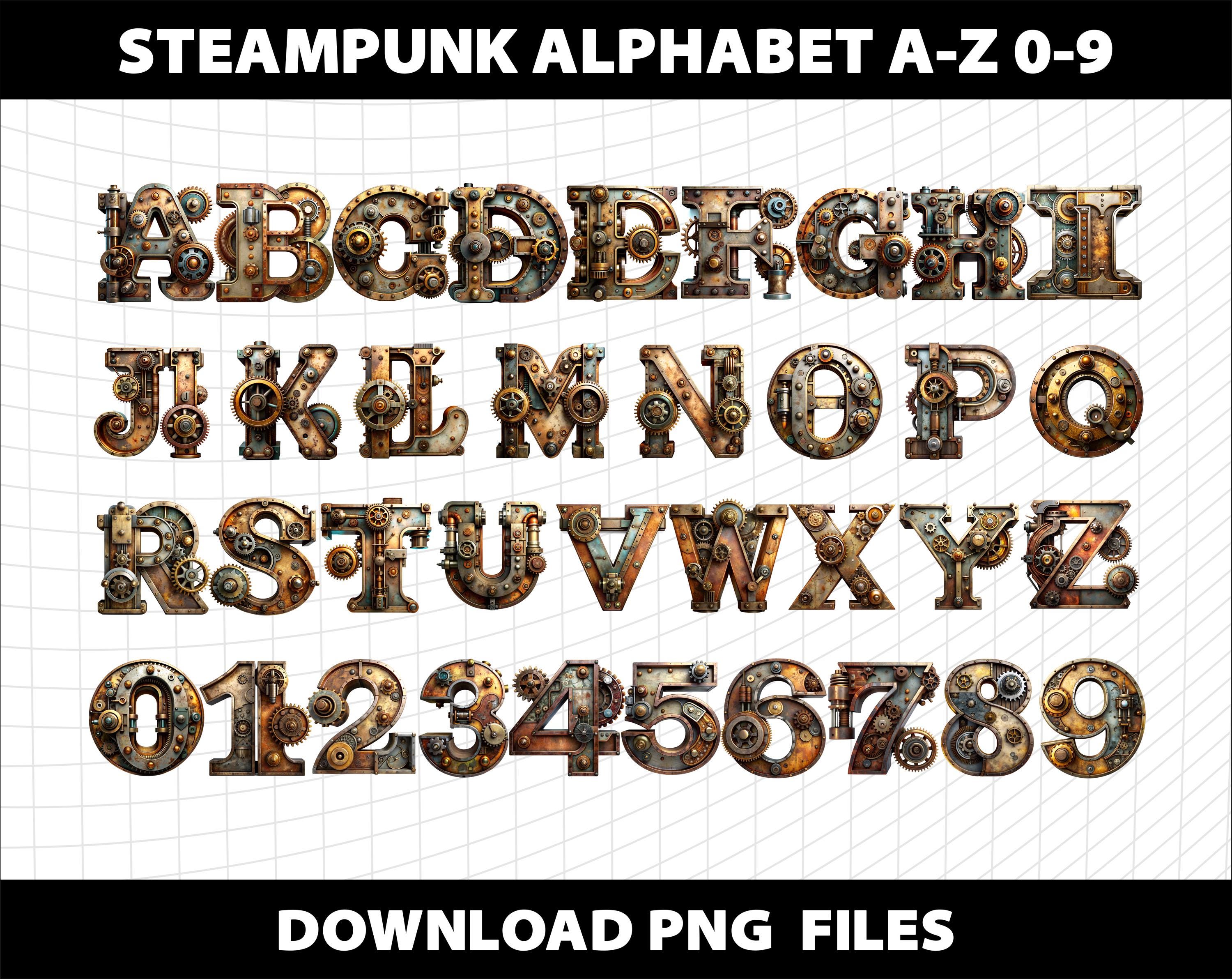 Machine Letters Alphabet Font Cliparts Vintage Old Antique Png Template ...