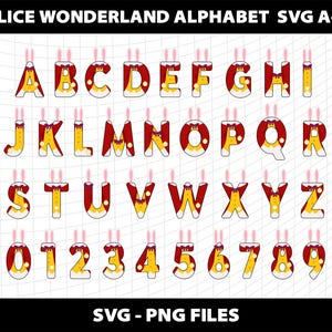 Alice in Wonderland Alphabet Letters Cliparts Font Svg Png Number ...