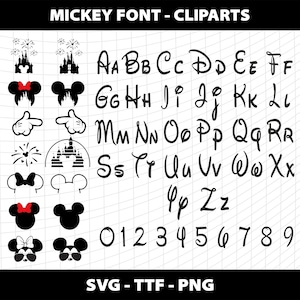 Mickey Font Cliparts Svg Ttf Alphabet Letters Birthday Chateau ...