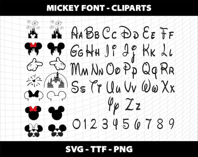 Mickey Font Cliparts Svg Ttf Alphabet Letters Birthday Chateau ...