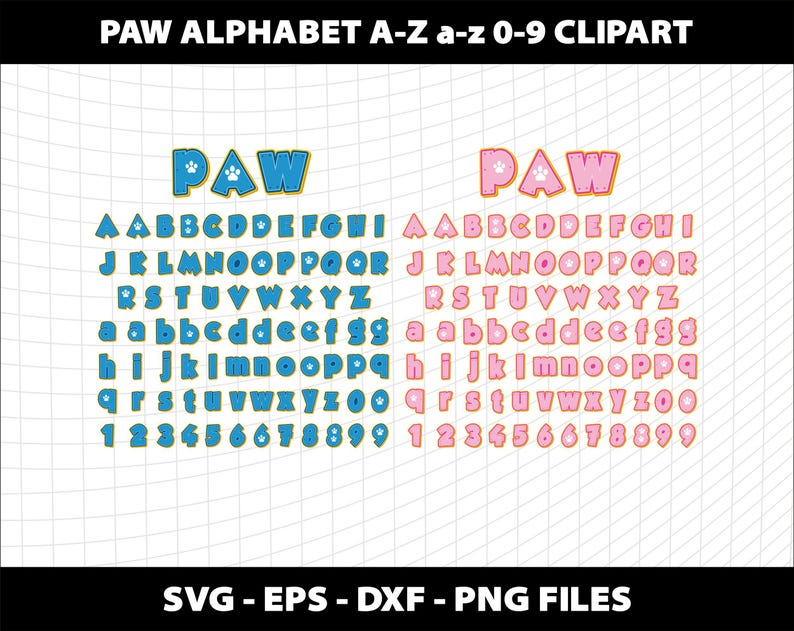Paw Dog Font Letters Alphabet Svg Cliparts Cricut Cutting Silhouette T ...