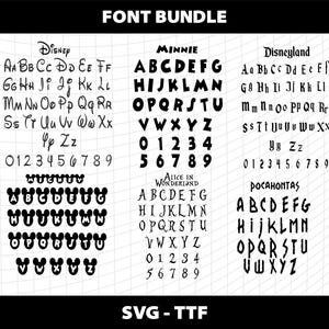 Cartoon Font Bundle SVG TTF Cricut Cutting Canva Invitation Princess ...