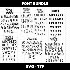 Cartoon Font Bundle SVG TTF Cricut Cutting Canva Invitation Princess ...