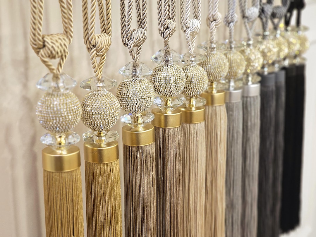 Swarovski Crystal Curtain Tiebacks: Elegant Tassel Curtain Decor (set ...