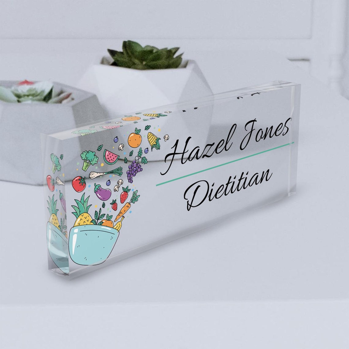 Dietitian Desk Name Plate, Nutritionist Gift, Custom Dietician Acrylic ...
