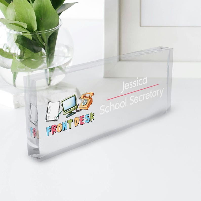 School Secretary Desk Name Plate, School Secretary Acrylic Block ...