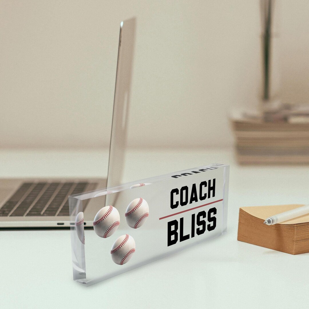 Personalized Baseball Coach Desk Plate, Custom Acrylic Name Plaque ...