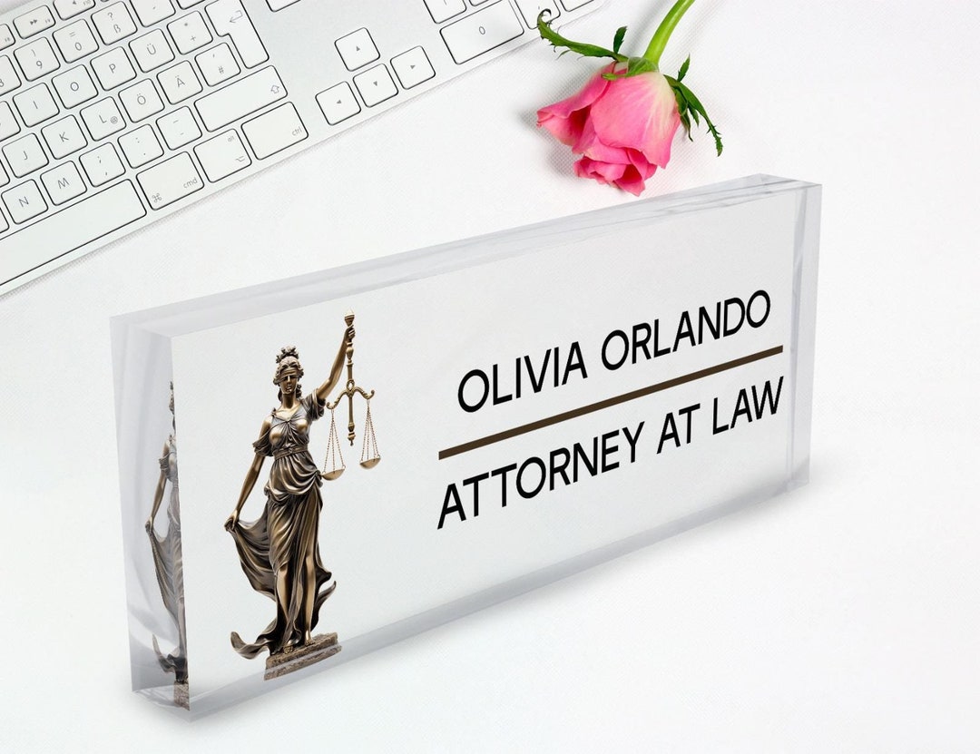 Attorney Office Desk Name Plate, Clear JD Judge Nameplate, Lawyer ...