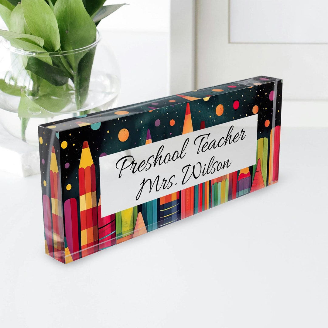 Preschool Teacher Desk Name Plate, Back to School, Teacher Gift, Custom ...