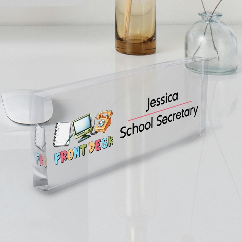School Secretary Desk Name Plate, School Secretary Acrylic Block ...