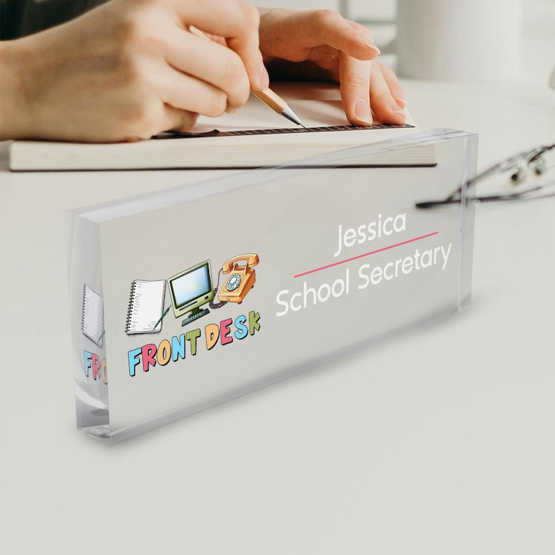 School Secretary Desk Name Plate, School Secretary Acrylic Block ...