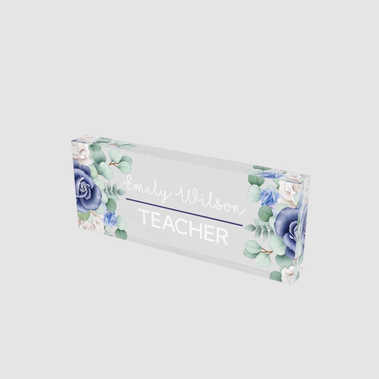 Floral Acrylic Name Plate: Custom Teacher Desk Decor - Etsy