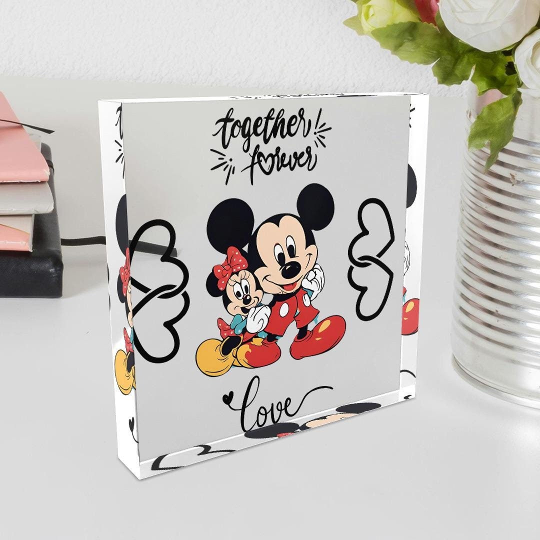 Mickey and Minnie Mouse Acrylic Desk Nameplate, Disney Valentines Gift ...