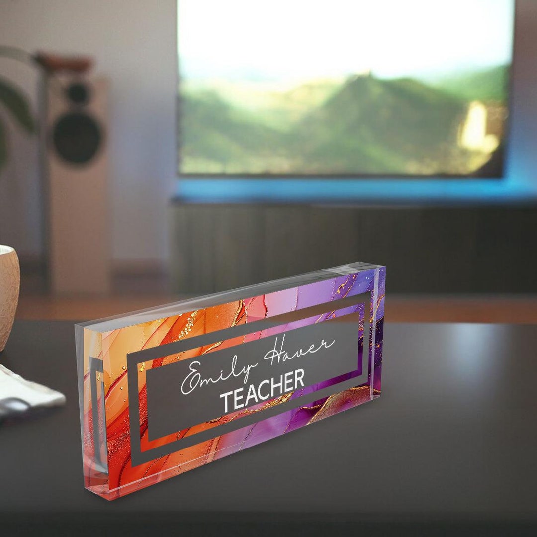 Custom Name Acrylic Plaque Sign, Teacher Desk Name Plate, Custom Office ...