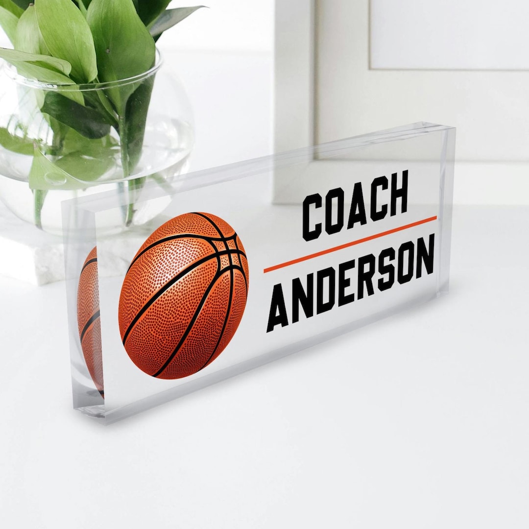 Personalized Basketball Coach Desk Plate, Custom Acrylic Name Plaque ...