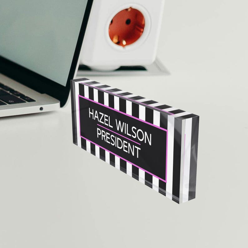 Personalized Acrylic Name Plate for Desk, Custom Office Name Sign ...