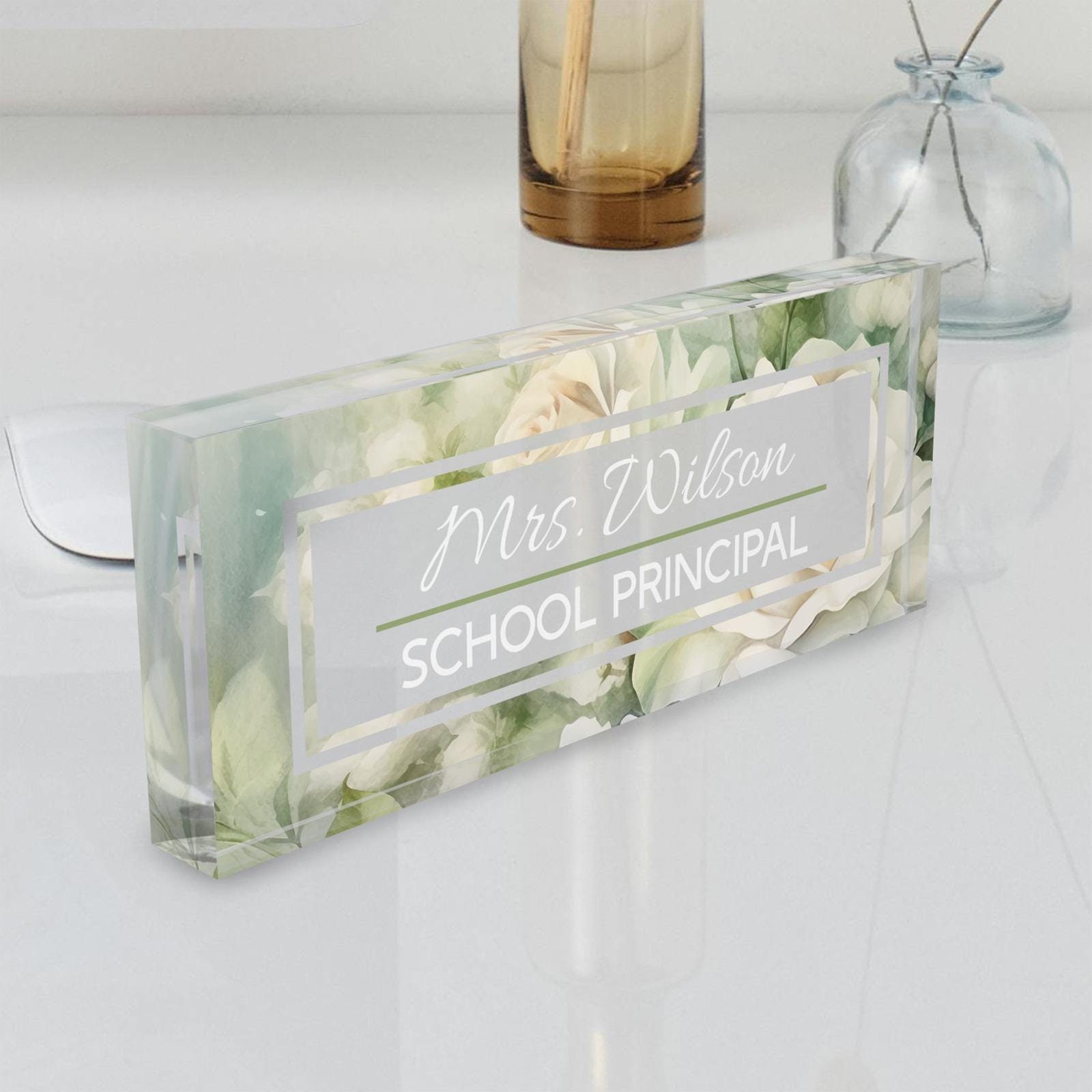 School Principal Desk Name Plate, School Principal Acrylic Block ...