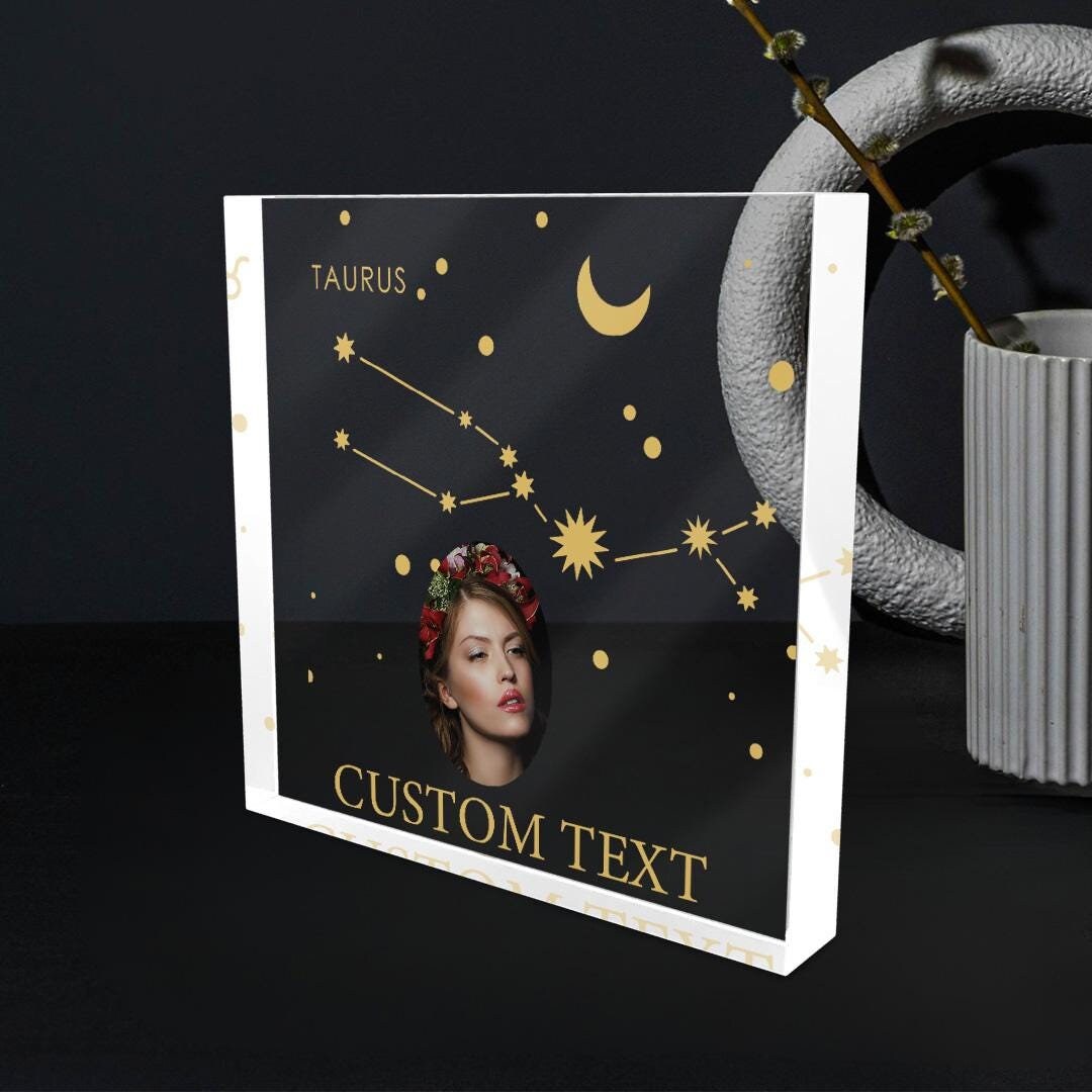 Custom Taurus Acrylic Block: Personalized Horoscope Photo Frame - Etsy