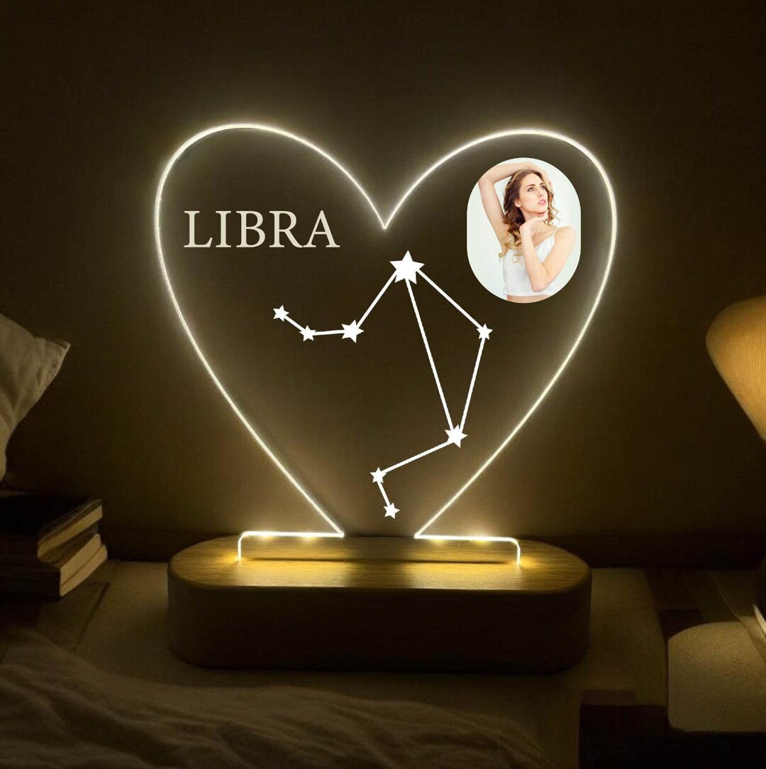 Custom Horoscope Night Lamp, Custom Photo Libra Night Lamp, Astrology ...