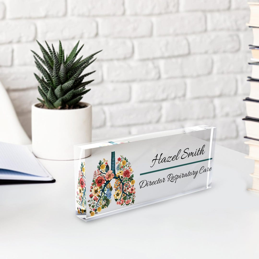 Floral Lung Acrylic Desk Name Plate, Respiratory Therapist Gift ...