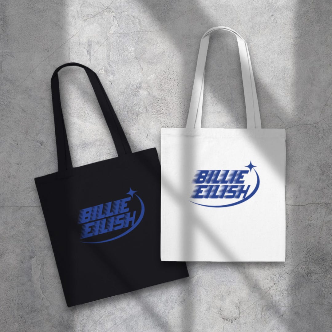 Billie Eilish Tote Bag Blue Logo Tote Bag in Black / White 100% Cotton - Etsy
