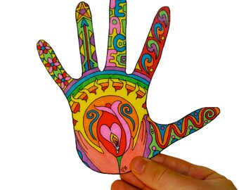 Peace Life-size Laminated Rainbow Hand Drawing Reiki | Etsy