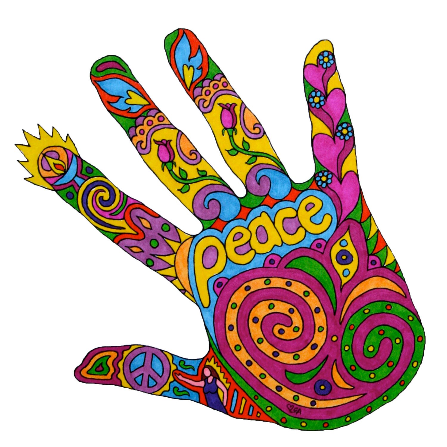 Peace Life-size Laminated Rainbow Hand Drawing - Reiki - Etsy