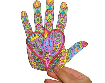 Peace Life-size Laminated Rainbow Hand Drawing Reiki | Etsy