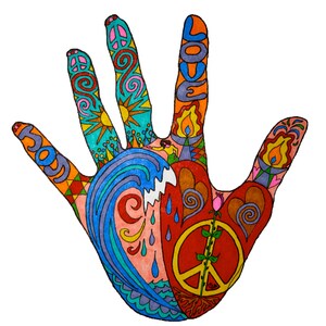 Wave Life-size Hand Drawing - Reiki - Peace Sign - Etsy