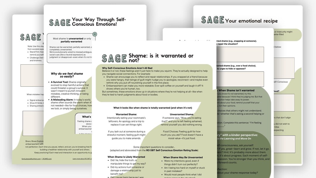 RO DBT Worksheets for Eating Disorders (SAGE Skill), Body Image ...