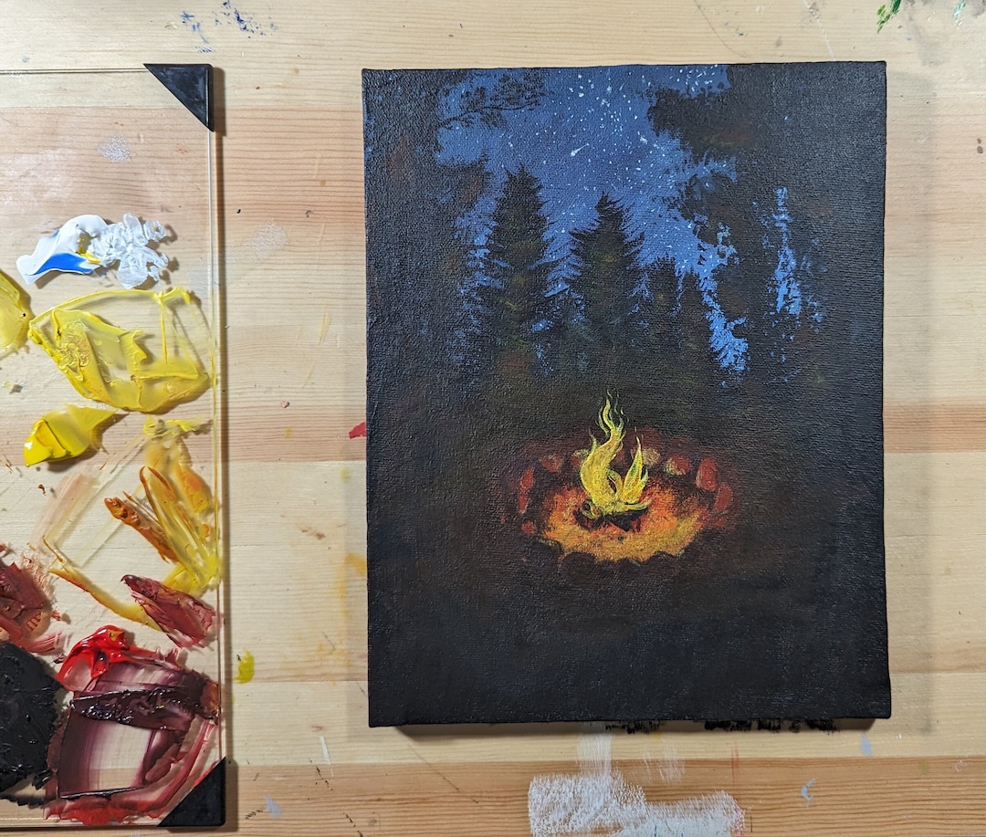 Campfire Painting - Acrylic on Canvas - Wall Art - Etsy