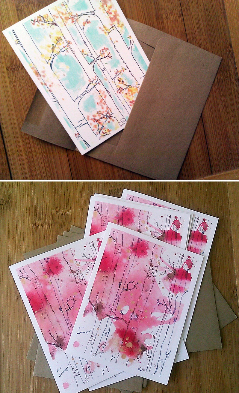 Boxed Gift Card Set Blank Nature Cards Forest Artwork | Etsy