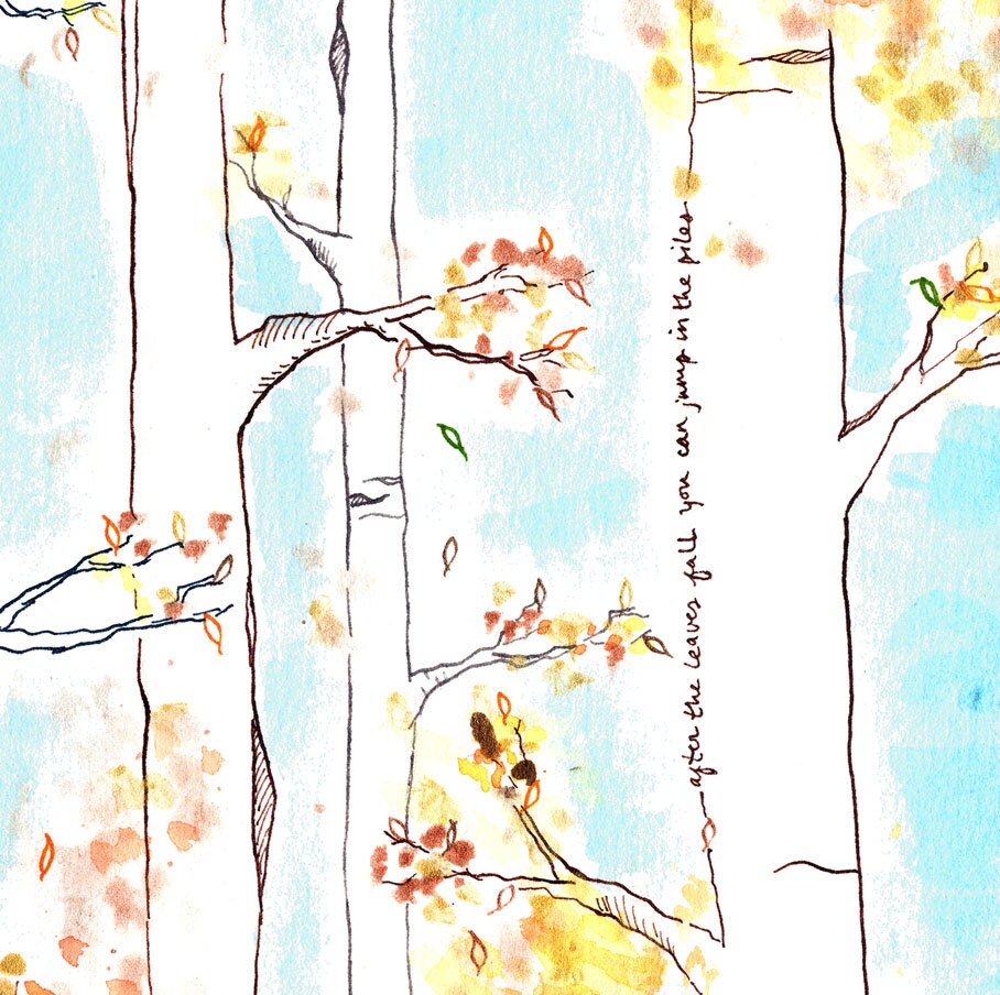 Birch Forest Print | Trees, Landscape Watercolor Illustration, Woodland ...