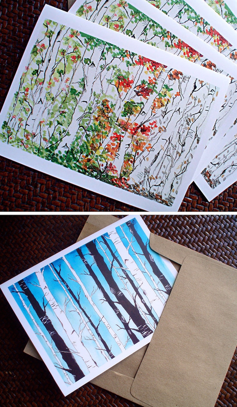 Boxed Gift Card Set Blank Nature Cards Forest Artwork | Etsy