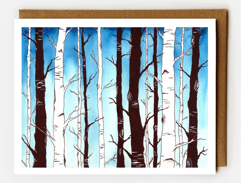 Boxed Card Set | Birch Forest Art Cards, Blank Nature Cards, Trees ...