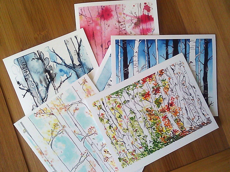 Boxed Gift Card Set Blank Nature Cards, Forest Artwork - Etsy