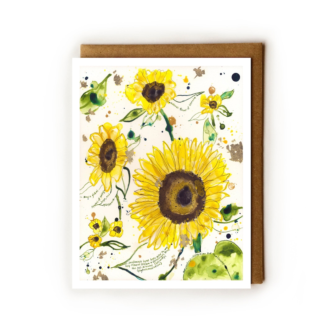 Ukraine Card | Ukraine Relief, Sunflowers Card, Ukraine Support, Stand ...