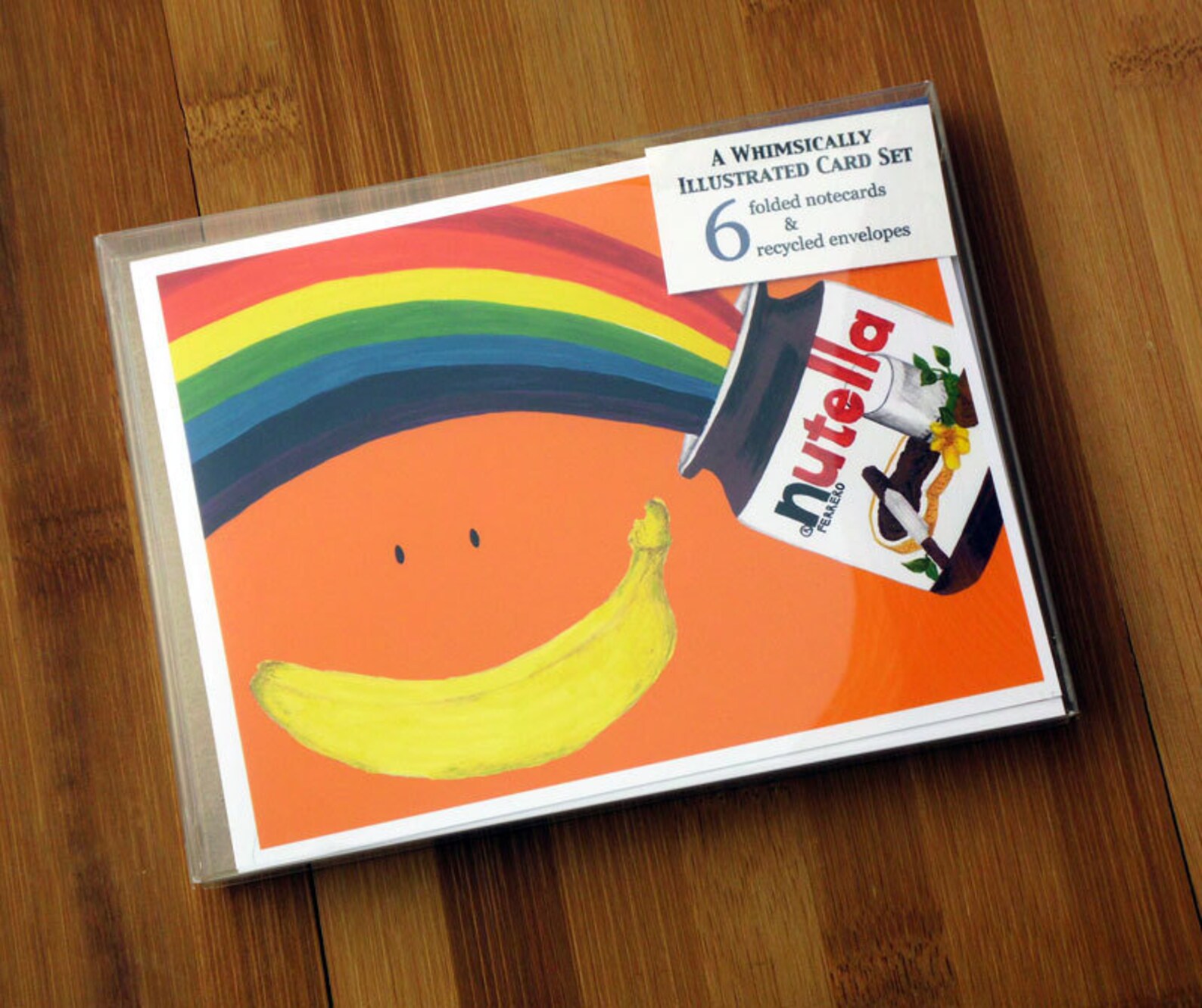 Happy Nutella Day Cards: Rainbow Banana Art, Set of 6 - Etsy