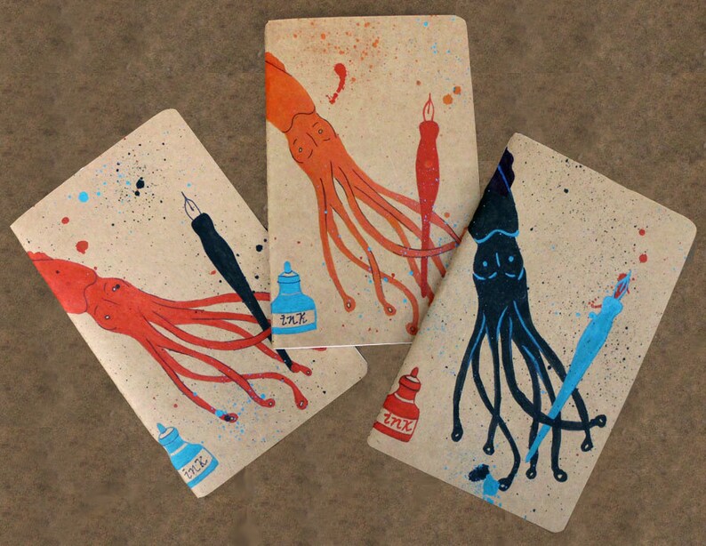 Writing Journal, Gift for Writer, Hand Painted Squid Moleskine - Etsy