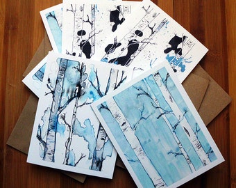 Boxed Gift Card Set Blank Nature Cards Forest Artwork | Etsy