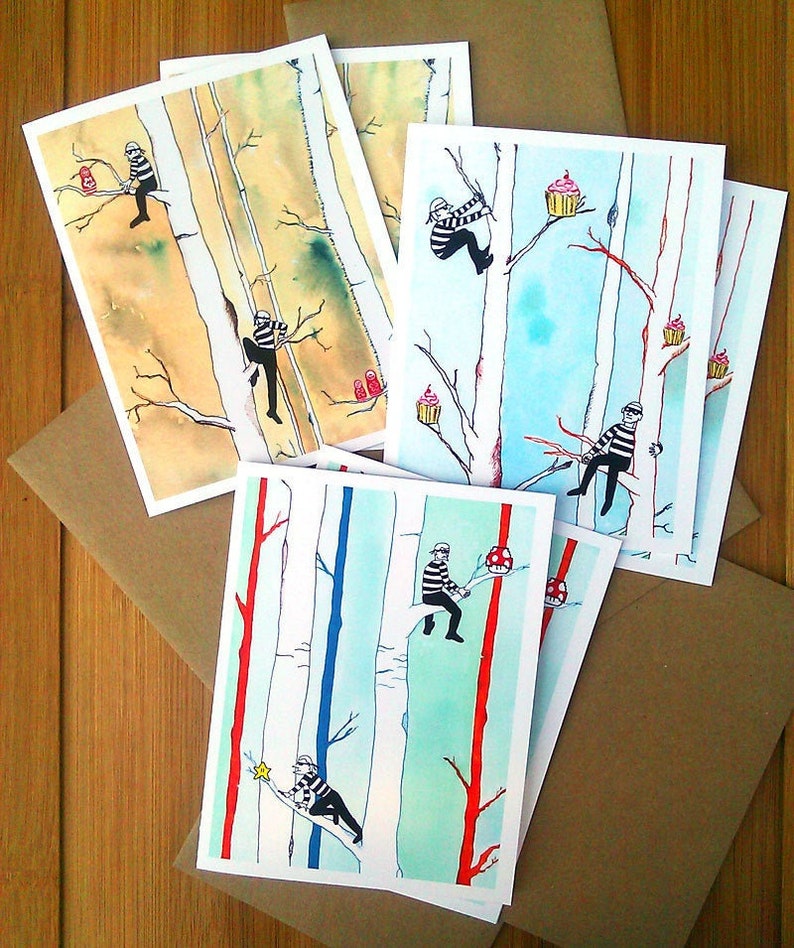 Whimsical Gift Card Set | Christmas Story Bandits, Boxed Cards, Quirky ...
