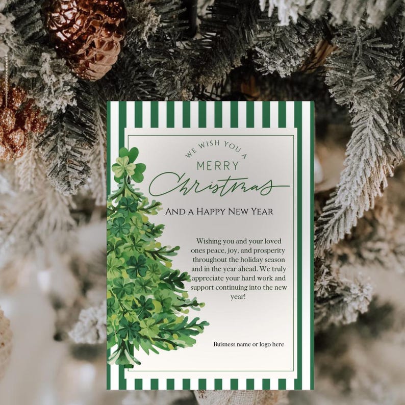 Company Christmas Card Happy New Year Holiday Template Digital Download ...
