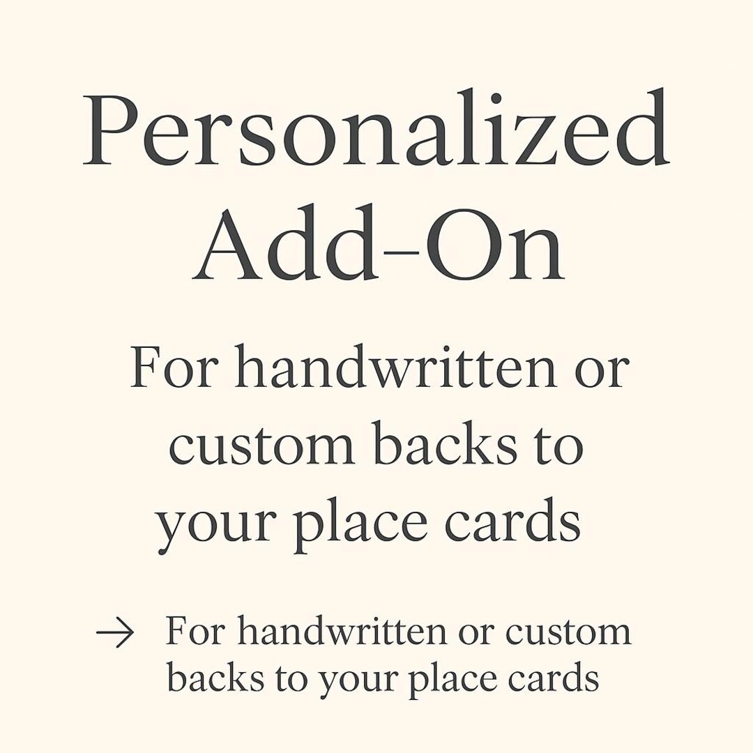 Add-on: Recipe Placecard Personalization Custom Back Design for ...