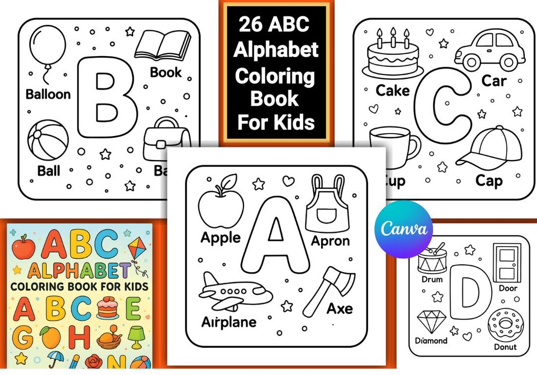 ABC Alphabet Coloring Pages | Kids Letter Tracing (PDF) - Etsy