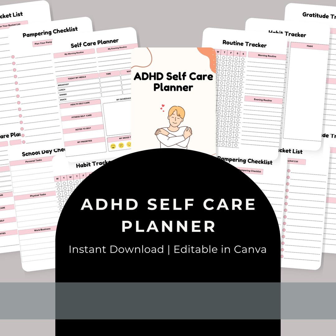 ADHD Self Care Planner | Printable ADHD Journal | Executive Function ...