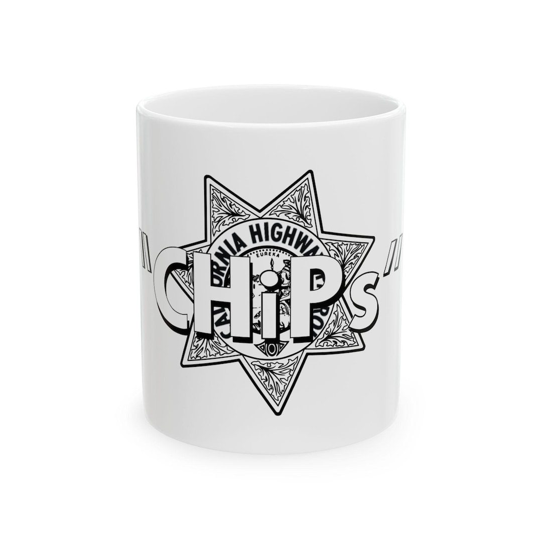 Chips TV Show Logo Black and White 11 Oz Ceramic Mug, Police Cop Drama ...