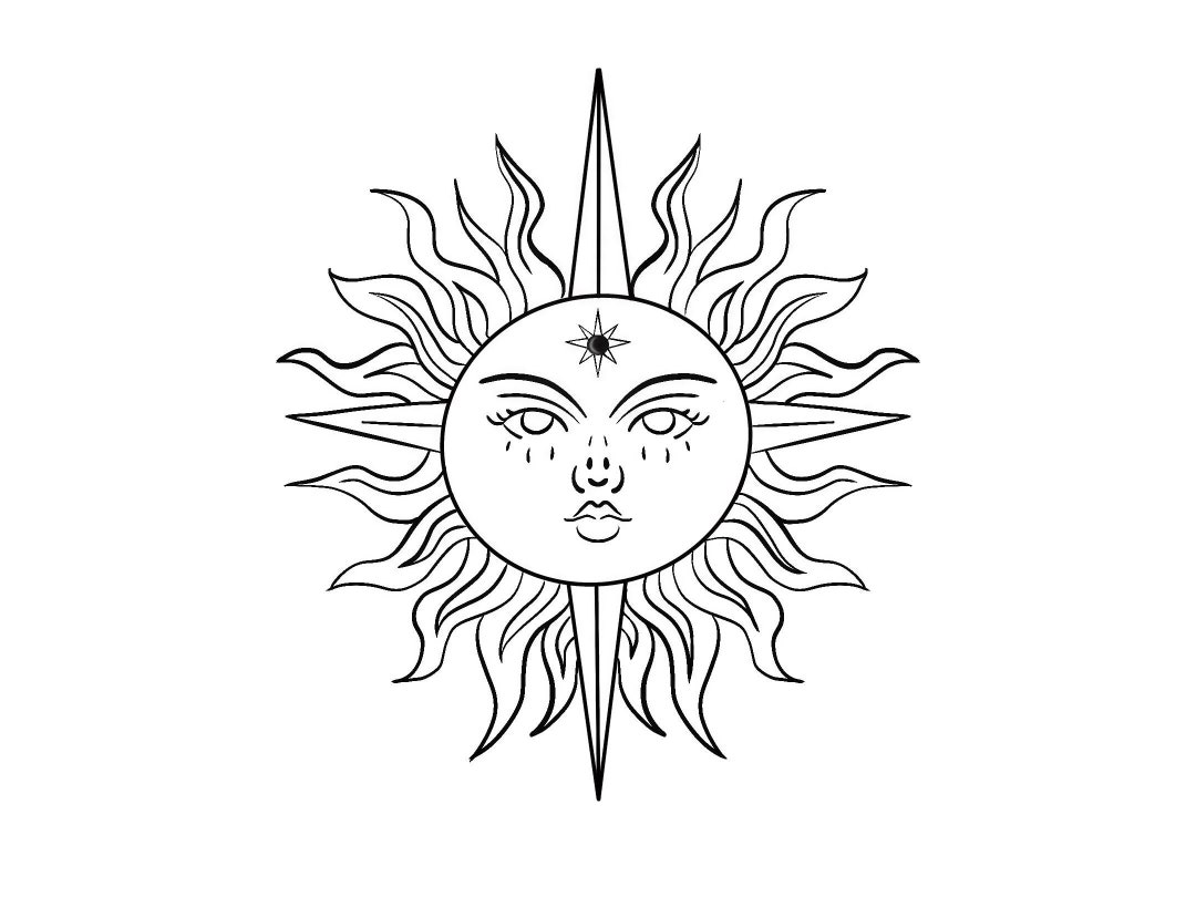 Stylized Sun Drawing - Etsy UK