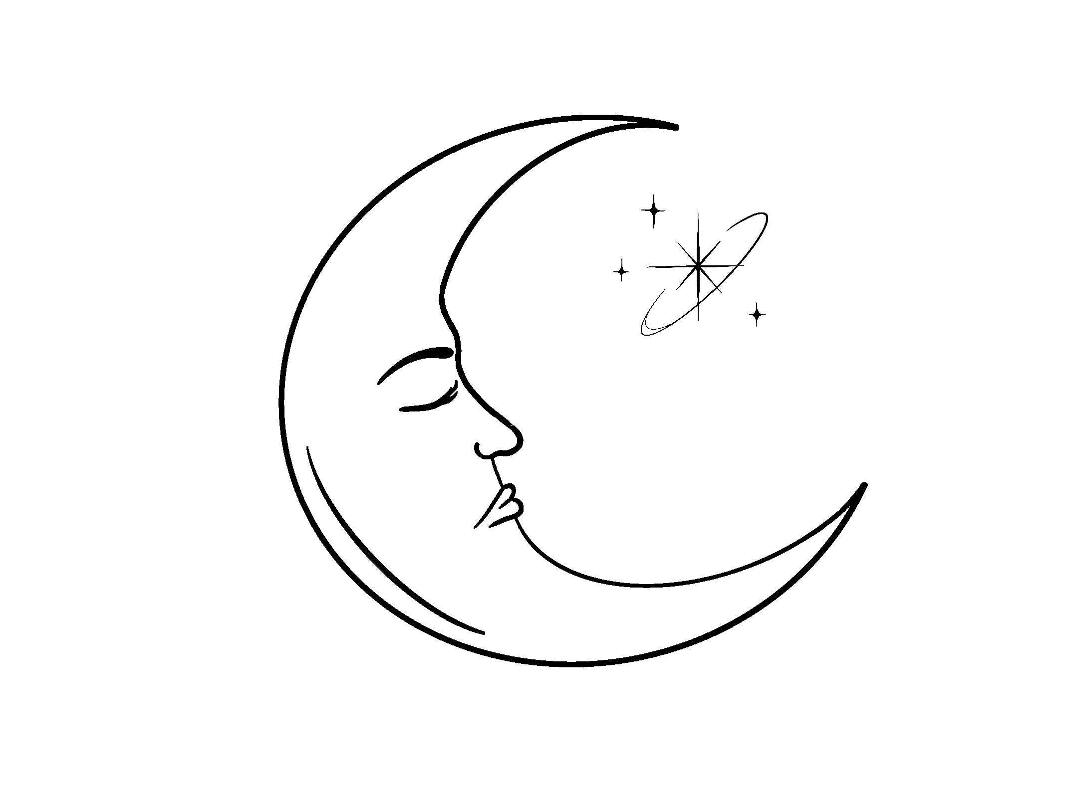 Drawing of a Stylized Moon - Etsy